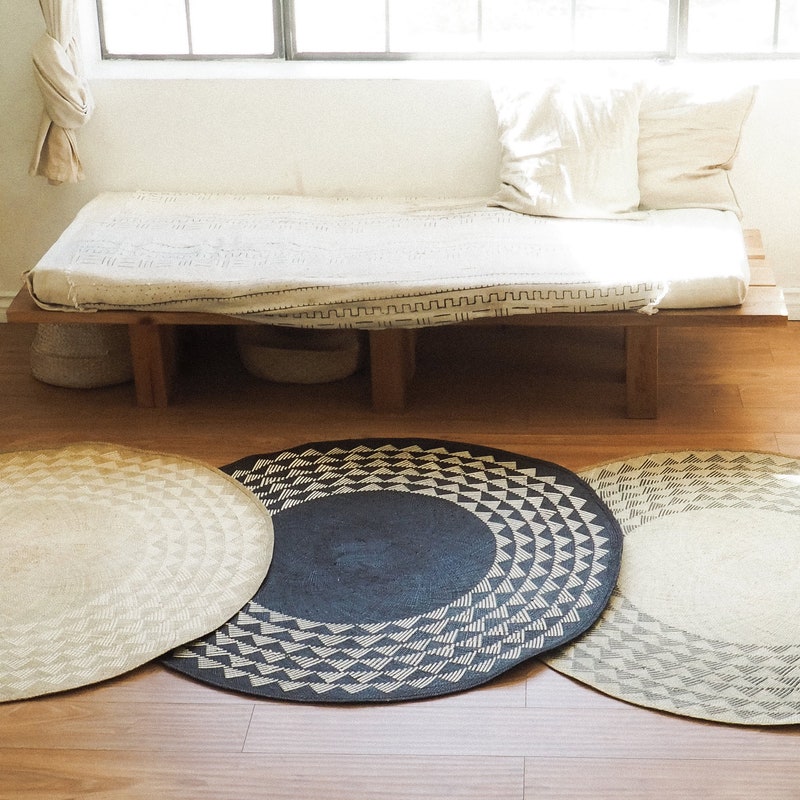 Blue Round Rug - Etsy