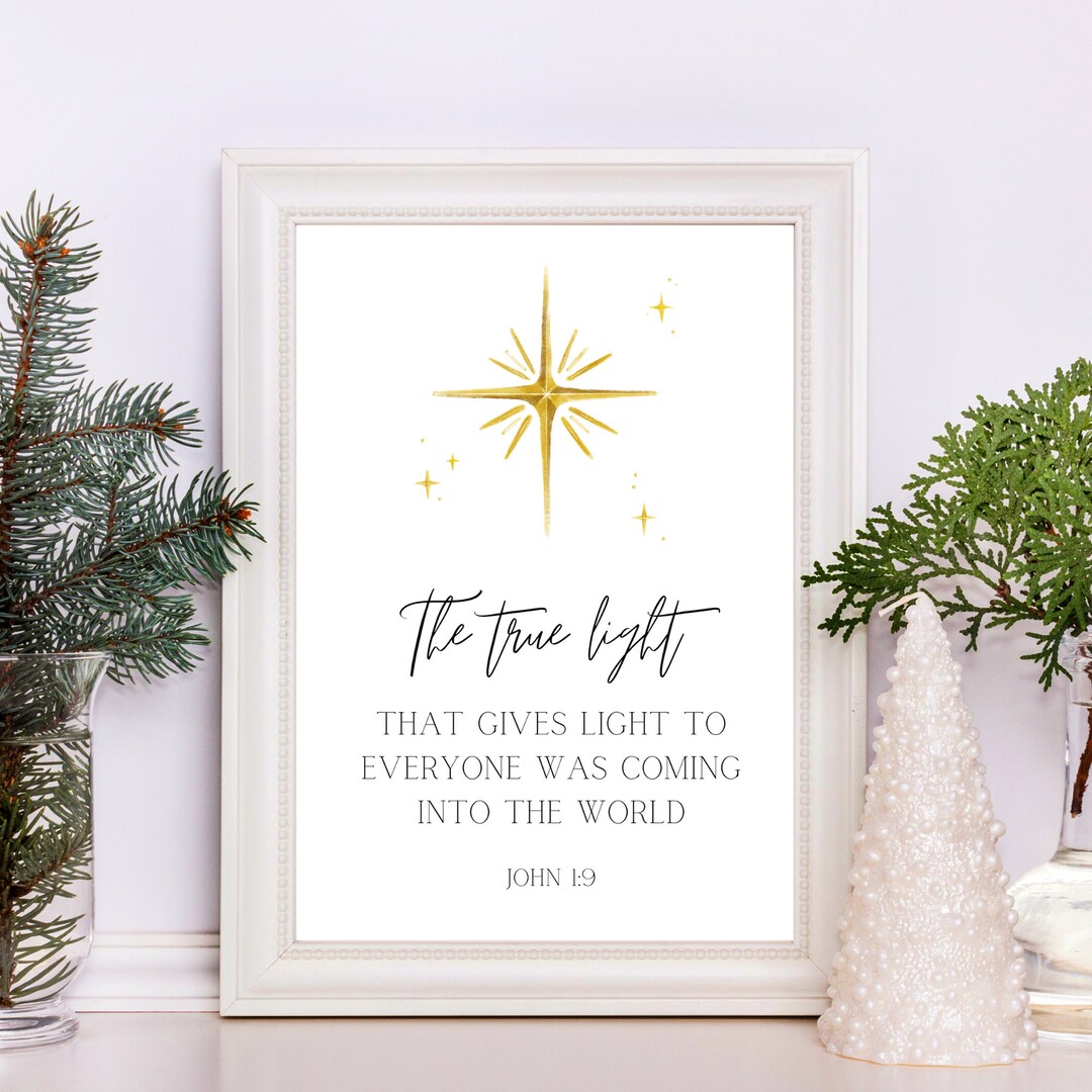 John 1:9 | the True Light | Christmas Wall Art | Printable Watercolor ...