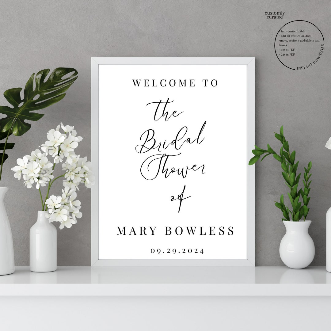 Minimalist Welcome Sign Template, Printable Modern Bridal Shower or ...