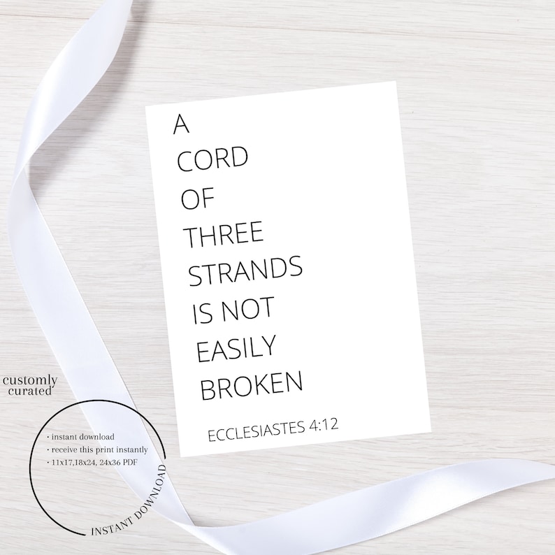 A Cord of Three Strands Unity Sign, Unity Ceremony Sign, Custom Unity ...