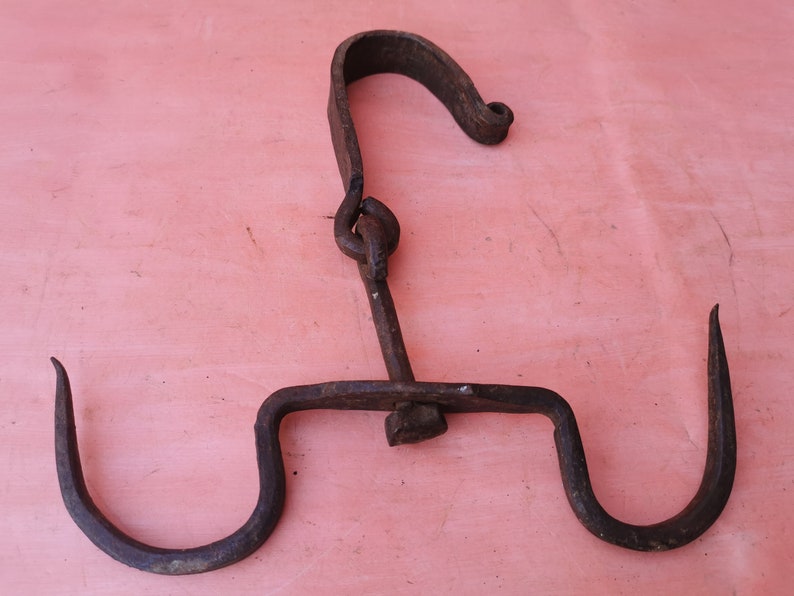 Old Antique Primitive Hand Forged Wrought Hook Hanger Strong 19th ...