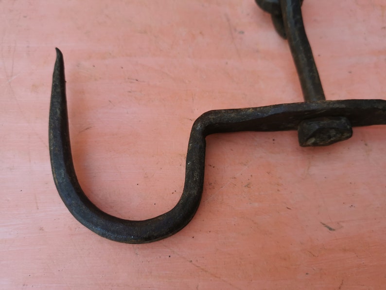 Old Antique Primitive Hand Forged Wrought Hook Hanger Strong 19th ...