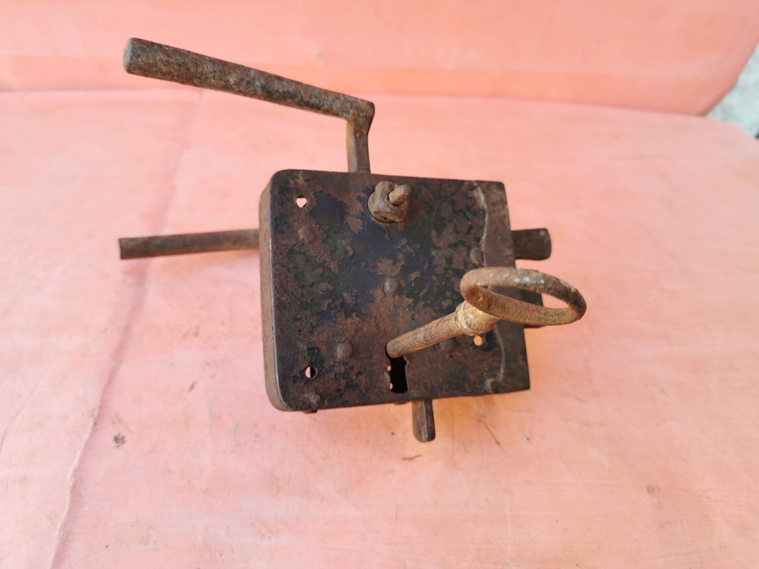 Antique Rare Primitive Lock Door Handles Forged in Working Condition ...