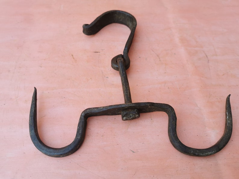 Old Antique Primitive Hand Forged Wrought Hook Hanger Strong 19th ...