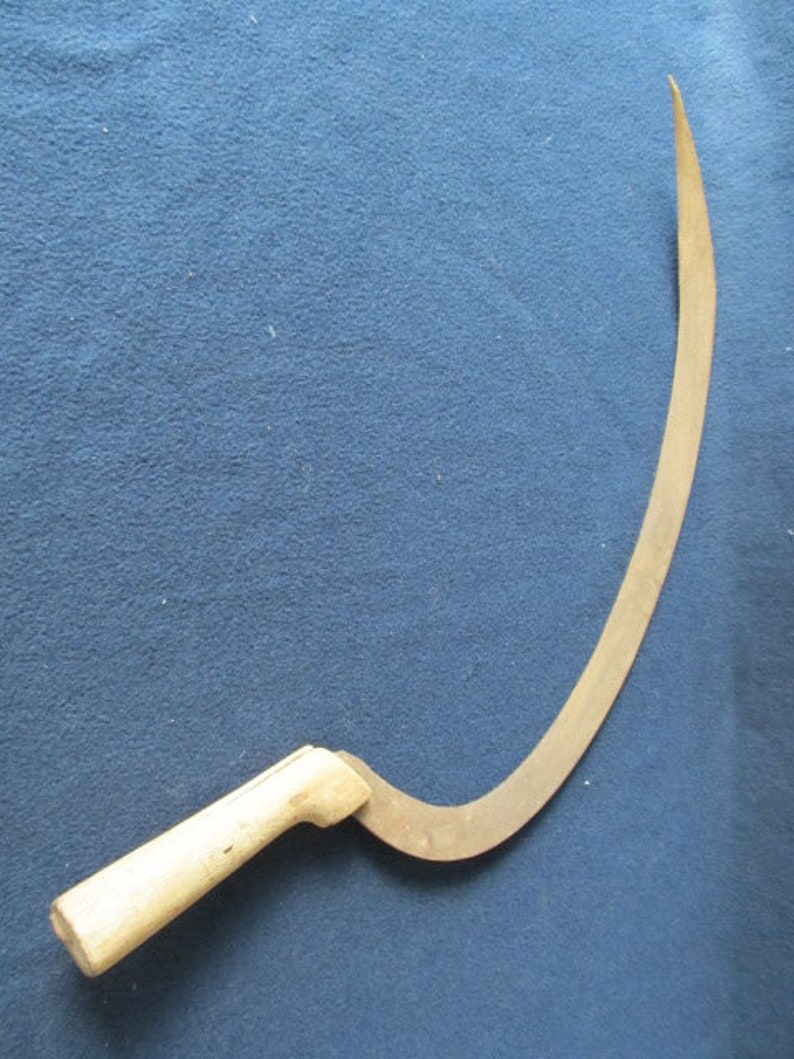 Old Antique Primitive Sickle Wooden Handle Farm Tool Used for Reaping ...