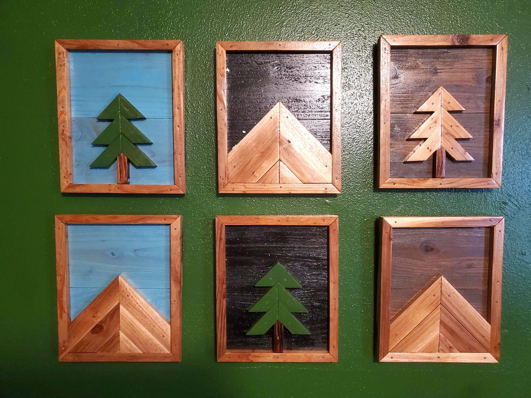 Rustic Wooden Mountain Wall Art - Etsy