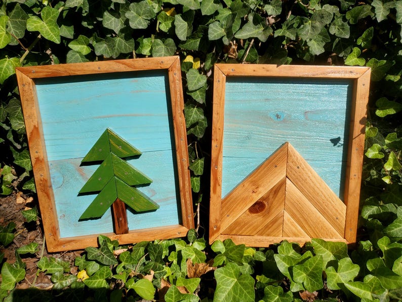 Rustic Wooden Mountain Wall Art - Etsy