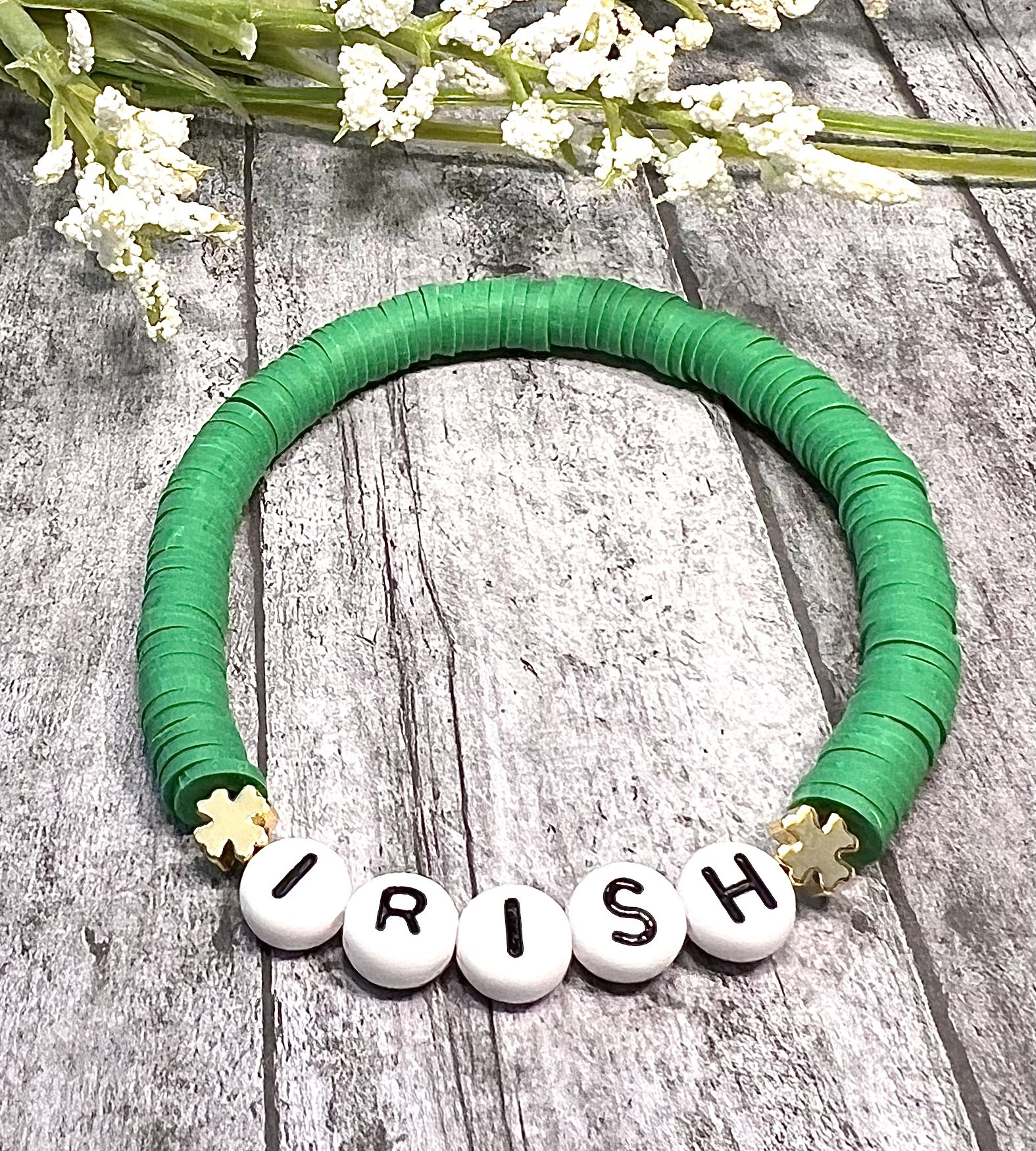 St Patricks Day Bracelet, Heishi Bracelet, Stackable, Green Bracelet ...