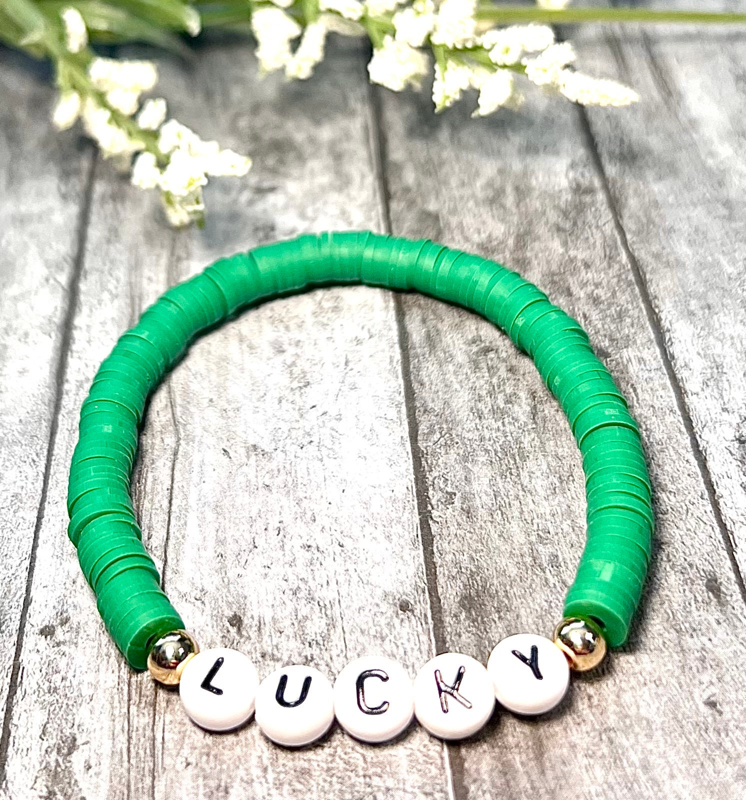 St Patricks Day Bracelet, Heishi Bracelet, Stackable, Green Bracelet ...