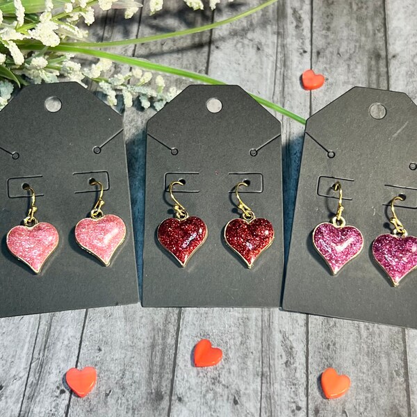 Red Heart Earrings - Etsy