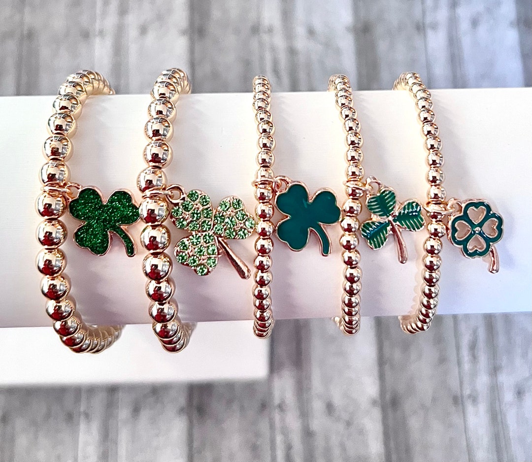 St Patrick’s Day Bracelets, 18K Gold Plated, Shamrock, Clover ...
