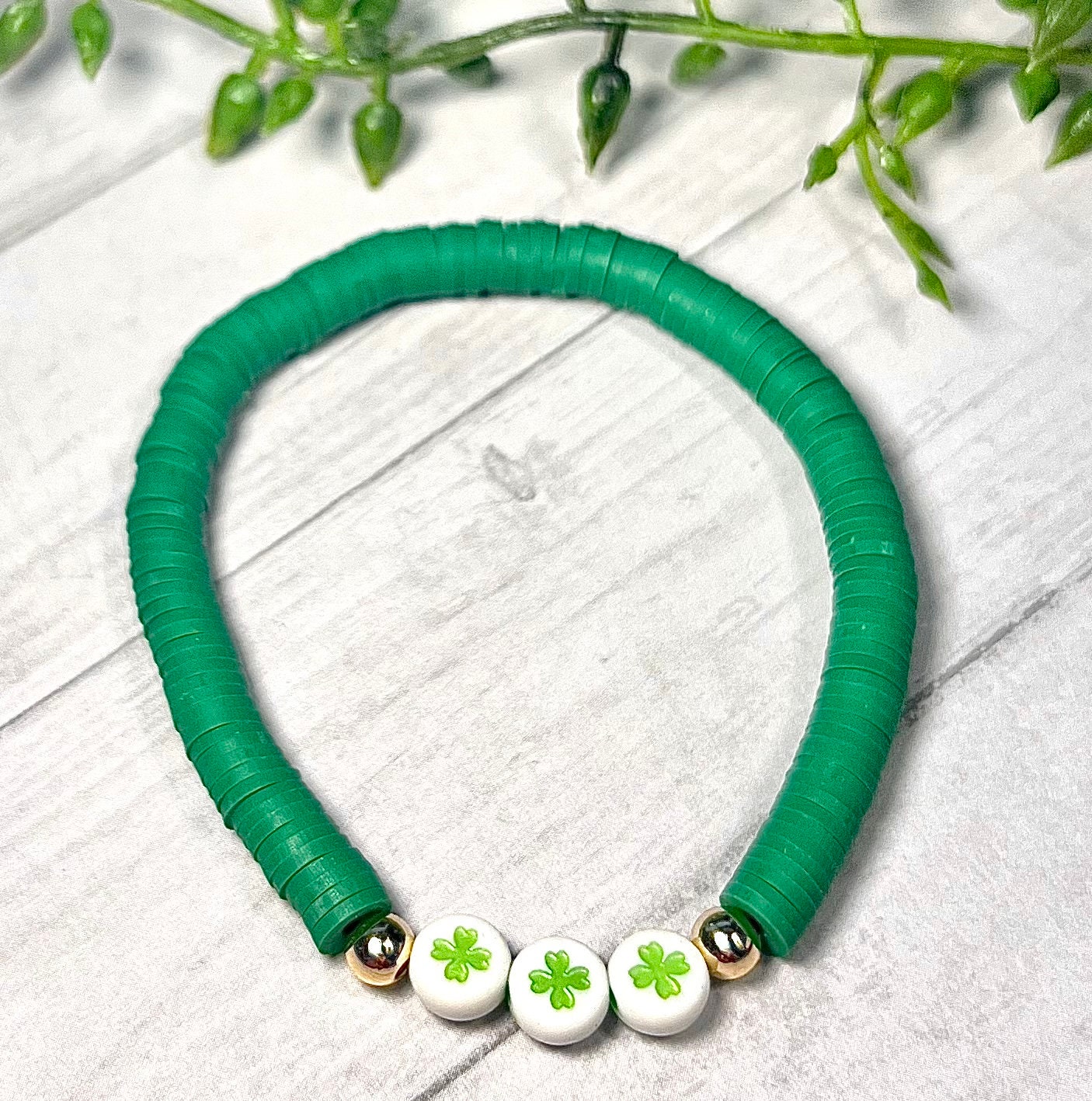 St Patricks Day Bracelet, Heishi Bracelet, Stackable, Green Bracelet ...