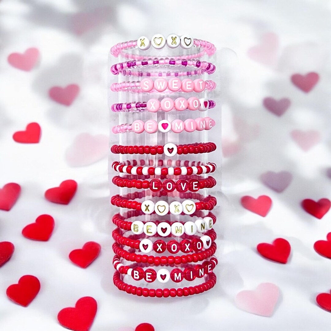 Valentine Bracelets, Stackable Bracelets for Women, Kids, Seed Bead ...