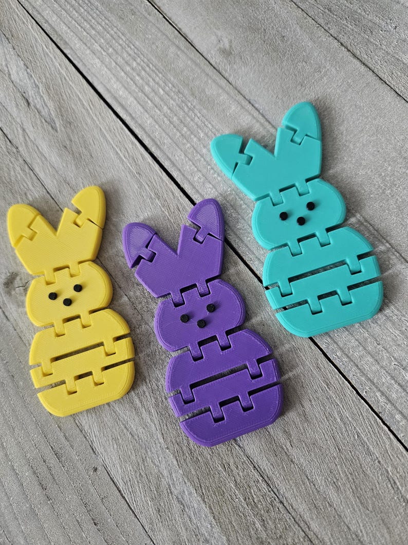 3D Printed Articulating Peep Bunny: Easter Fidget Toy - Etsy