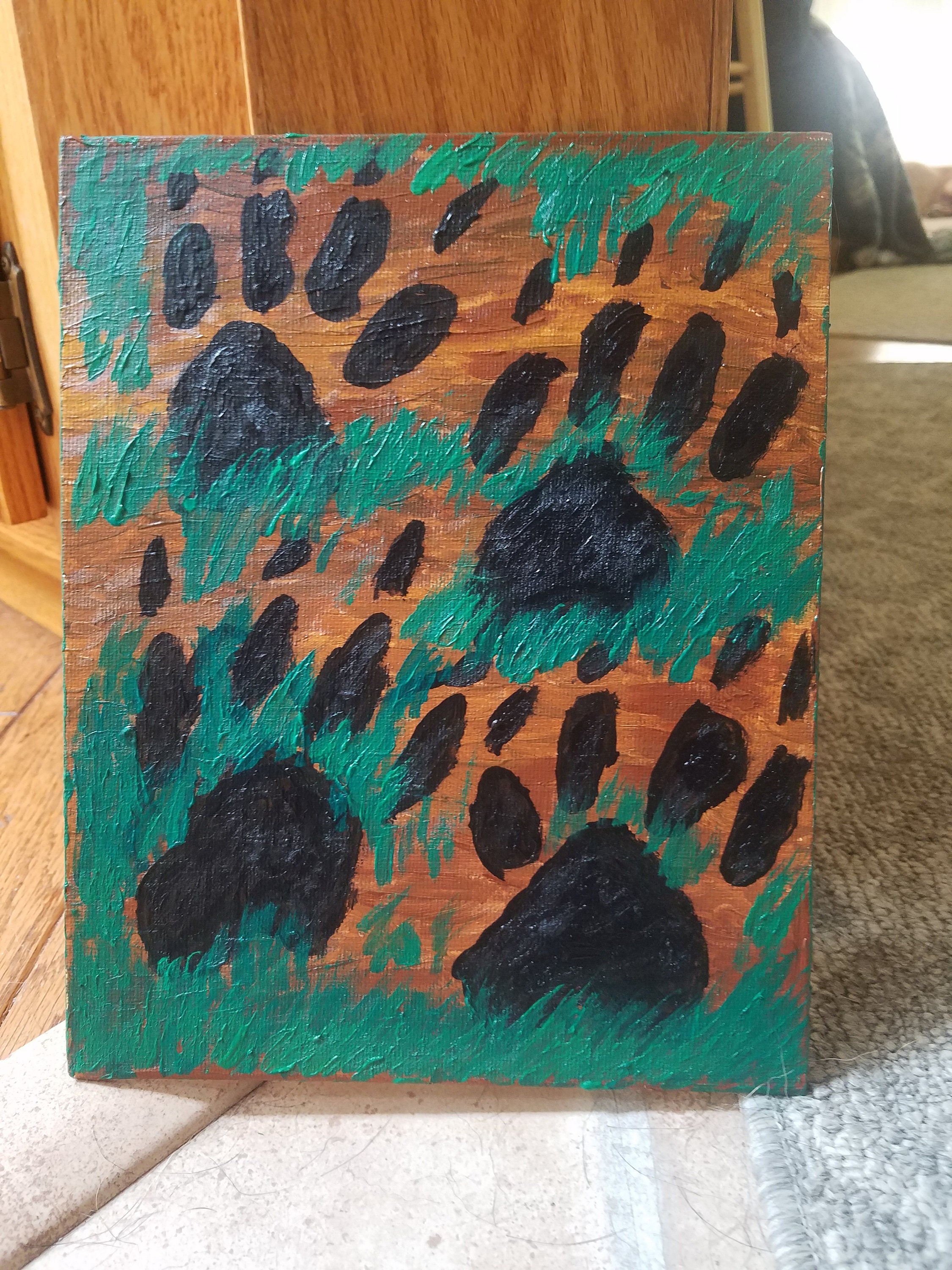 Wolf Tracks Wolf Paws Wolf Painting Nature Art Animal Wall - Etsy