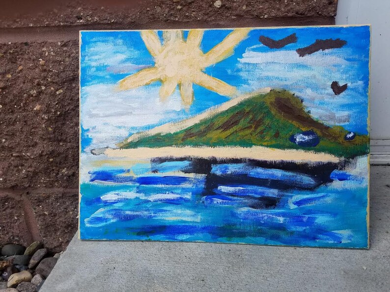 Island Painting, Tropical Island Art, Distant Island, Island Wall Art ...