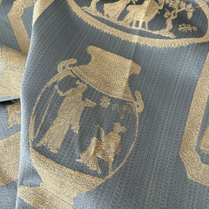 Stunning Fabric With Ancient Greek Design, Blue and Gold Fabric for ...