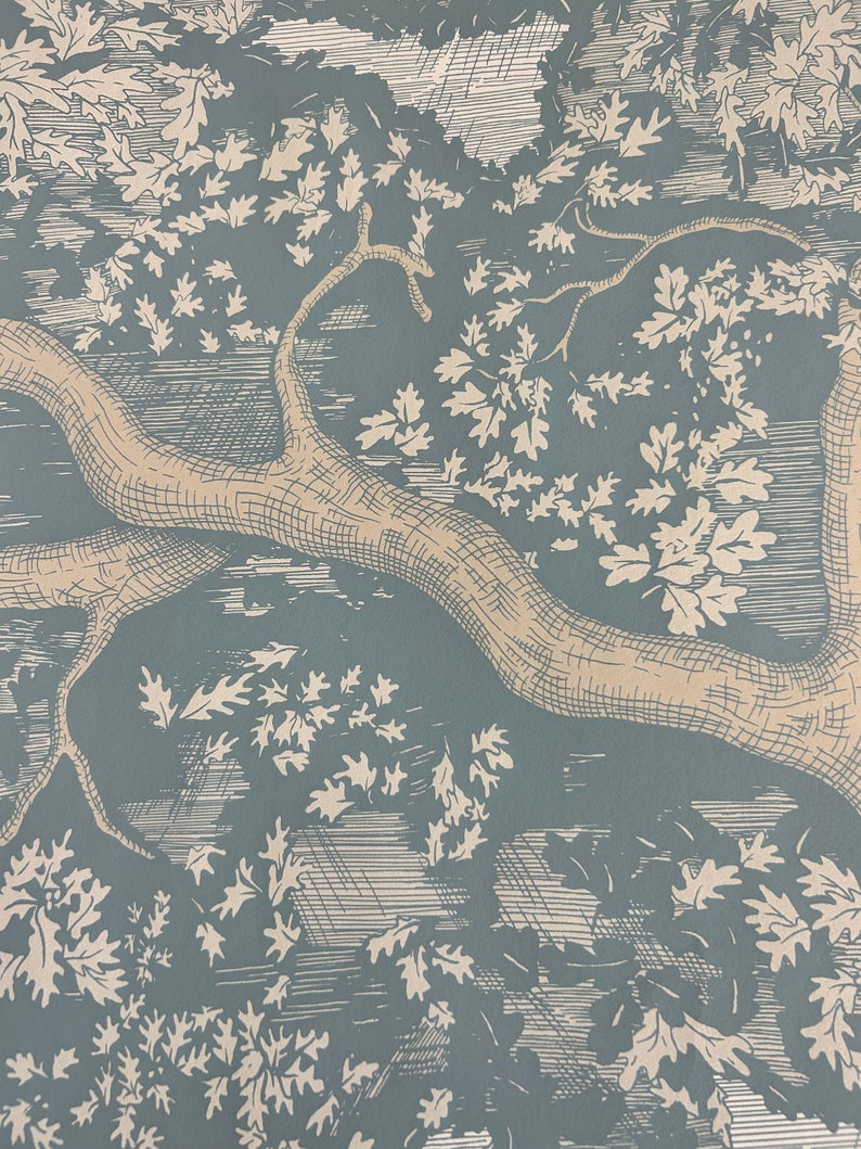 ROLL Oak Tree Wallpaper in Antique Blue, Sells as a ROLL - Etsy