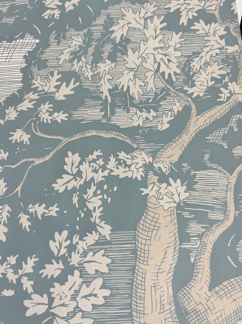 ROLL Oak Tree Wallpaper in Antique Blue, Sells as a ROLL - Etsy