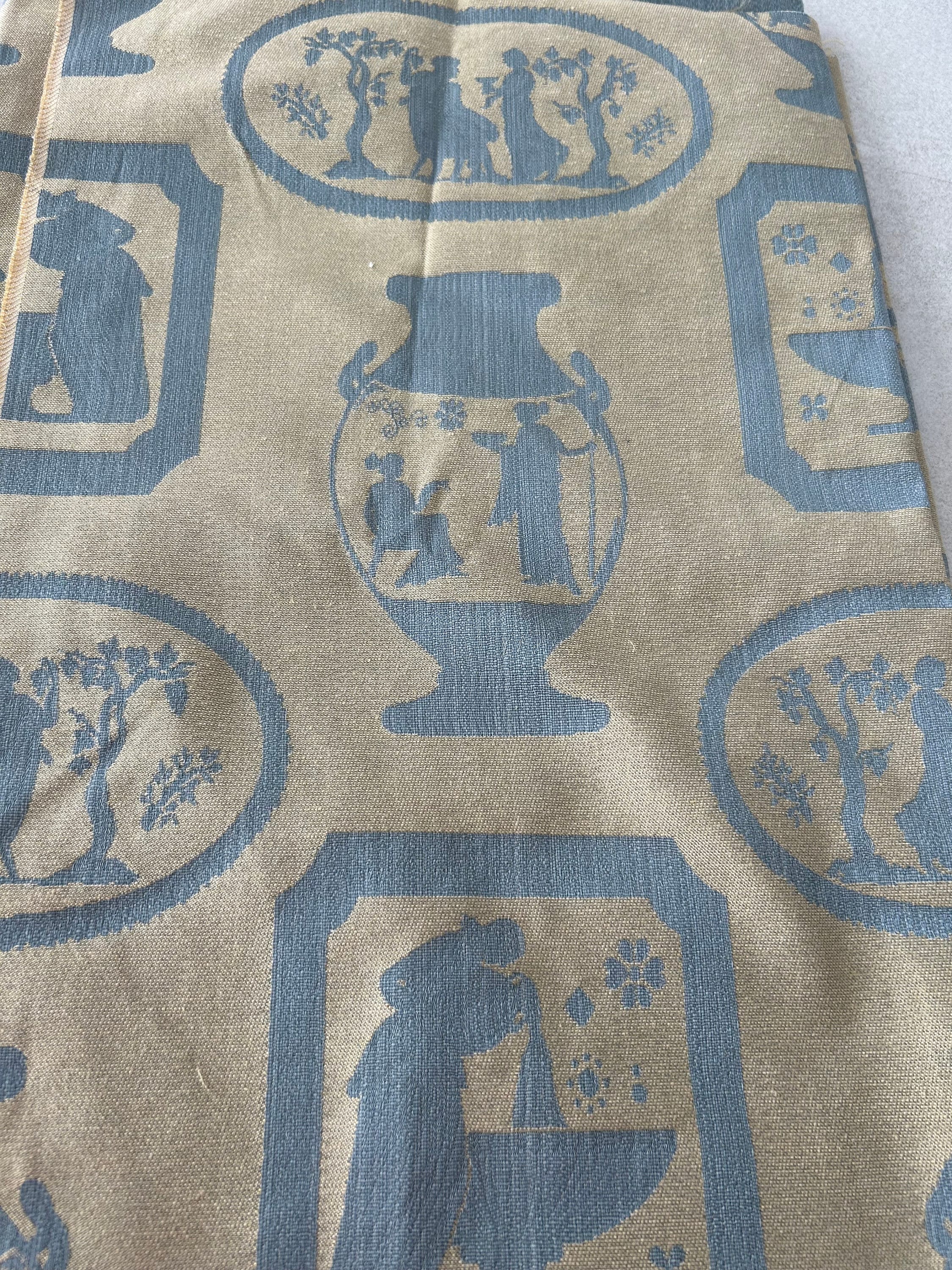 Stunning Fabric With Ancient Greek Design, Blue and Gold Fabric for ...