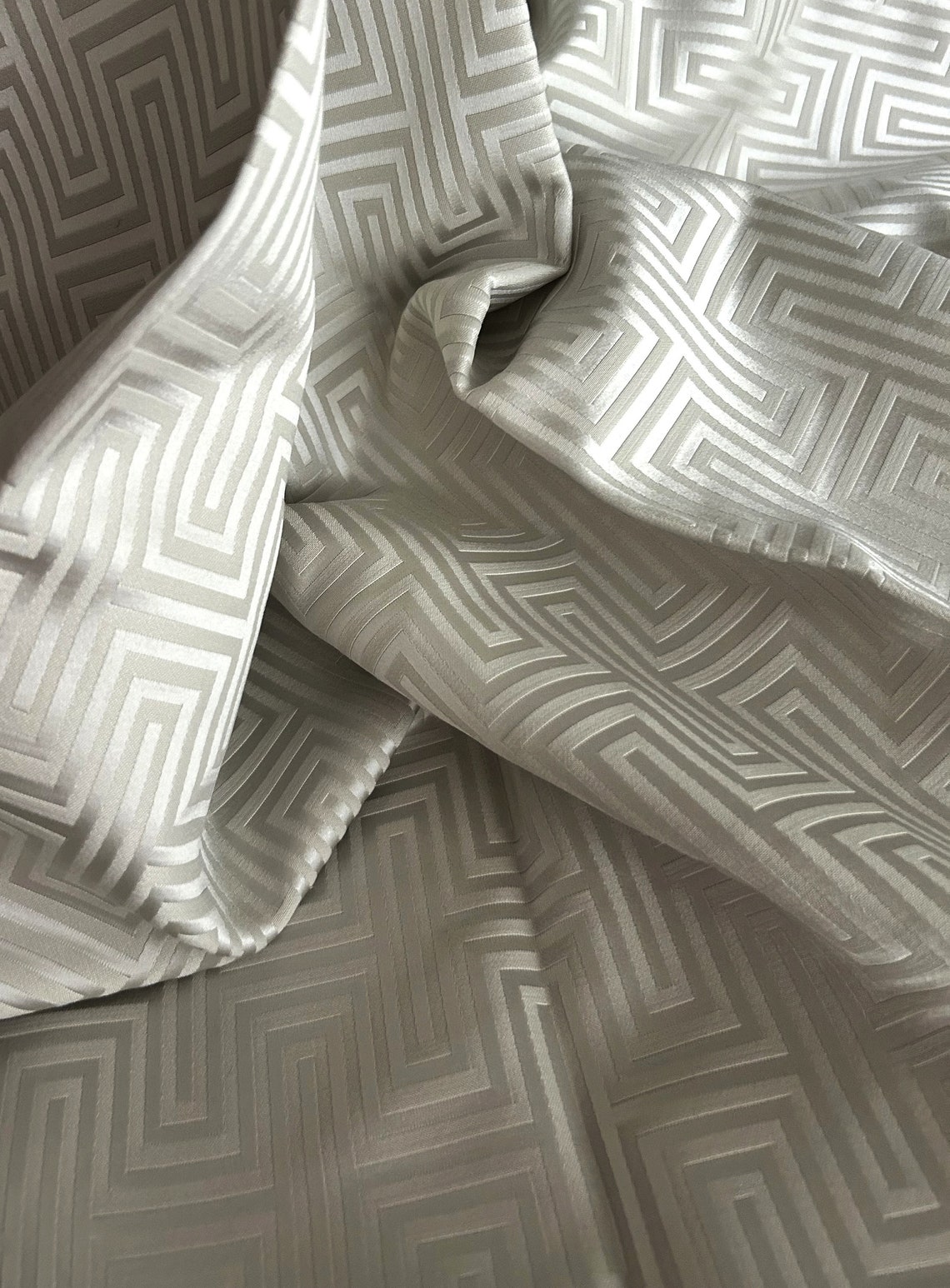 Satin Greek Key Fabric, Satin Curtain and Decor Fabric - Etsy