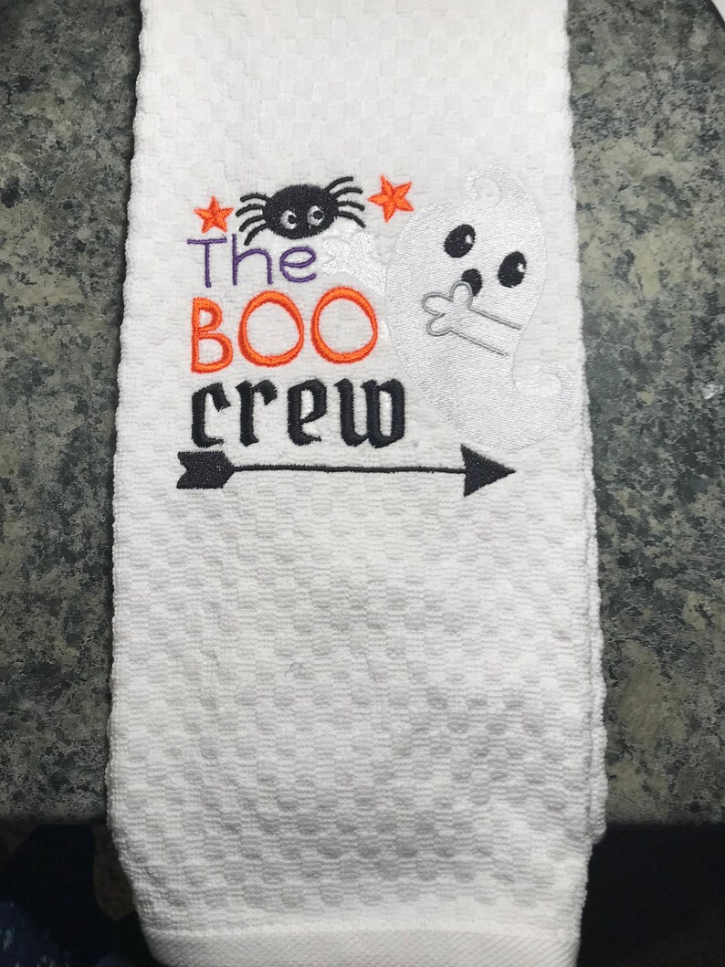 Halloween Tea Towel Ghost BOO Spider Orange and Black - Etsy.de