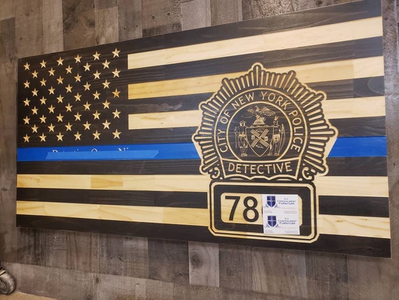 Home Décor Home & Living Signs Thin Blue Line NYPD Flag etna.com.pe