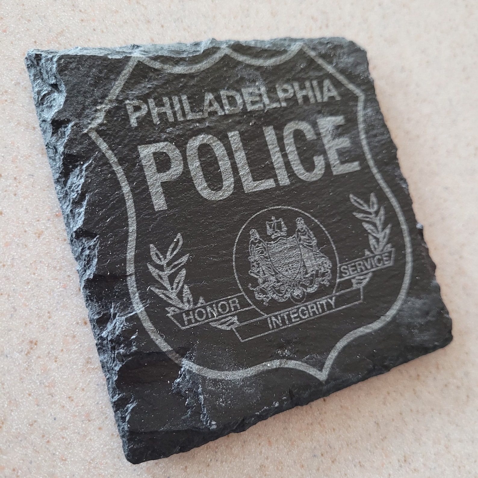 Police Custom Laser Engraved Slate Coaster Set. State Police - Etsy
