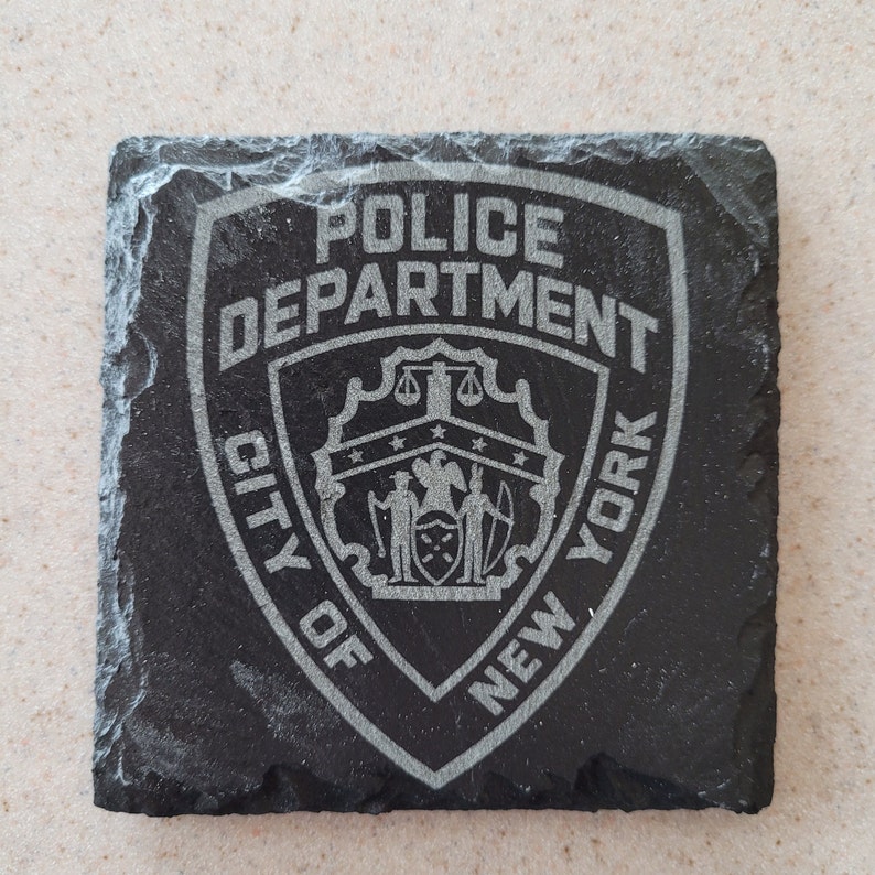 Custom Police Slate Coasters, Laser Engraved Thin Blue Line ...