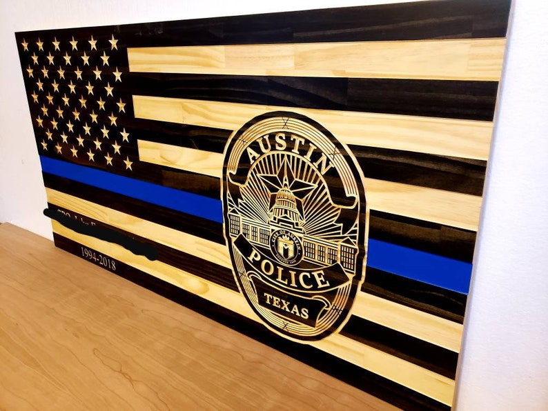 Austin Police Department Thin Blue Line American Flag in | Etsy