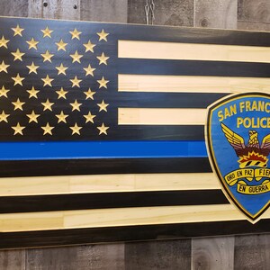 San Francisco Police Department Thin Blue Line Subdued American Flag - Etsy
