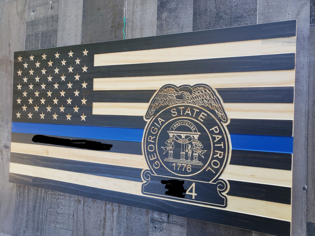 Georgia State Police Thin Blue Line Subdued American Flag, GA State ...