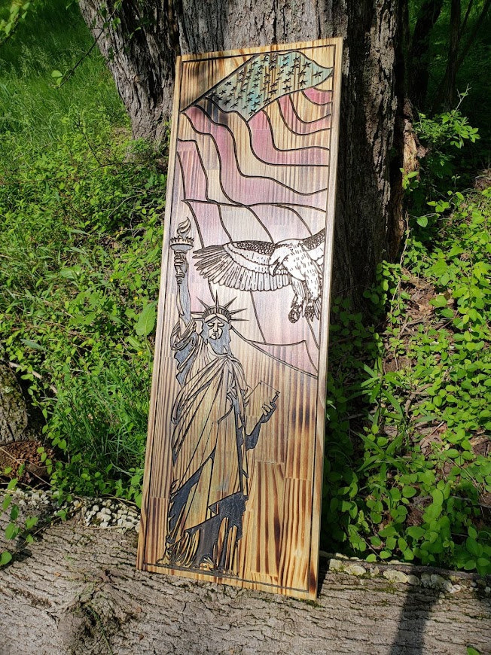 Statue of Liberty Eagle and American Flag SVG and DXF - Etsy