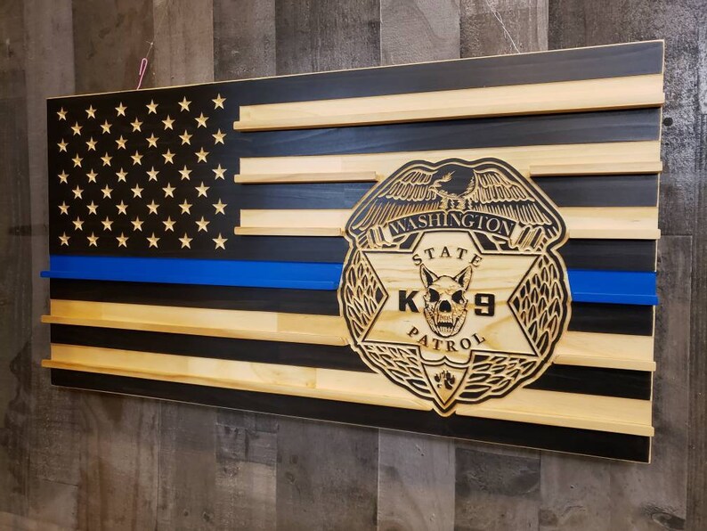 K9 Police Thin Blue Line Subdued American Flag. Custom Police - Etsy