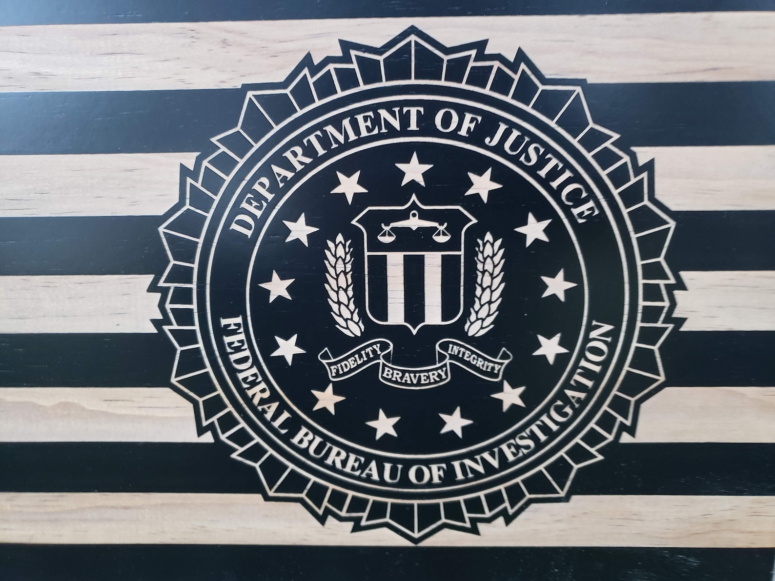 FBI Laser Engraved Wood American Flag. - Etsy