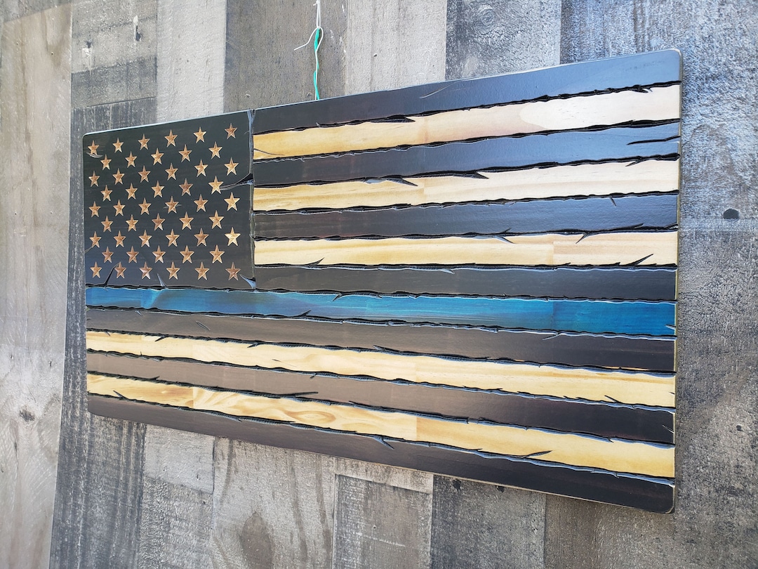 Tattered Thin Blue Line Police Flag Plain - Etsy