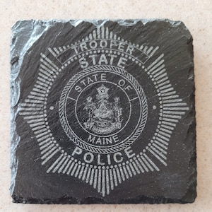 Police Custom Laser Engraved Slate Coaster Set. State Police, Sheriff ...