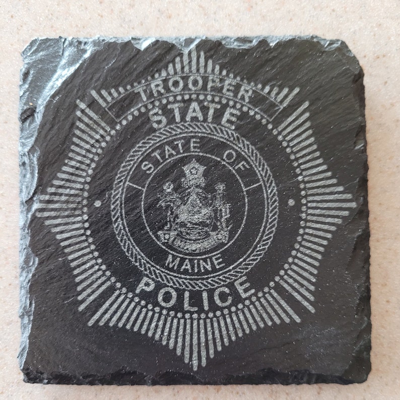 Custom Police Slate Coasters, Laser Engraved Thin Blue Line ...