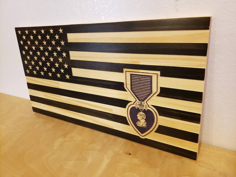 Purple Heart Subdued American Flag. - Etsy