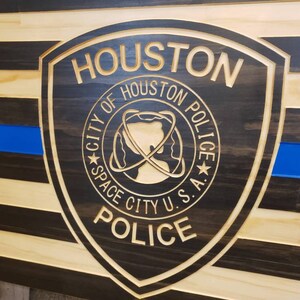 Houston Police Department Thin Blue Line Subdued American Flag - Etsy