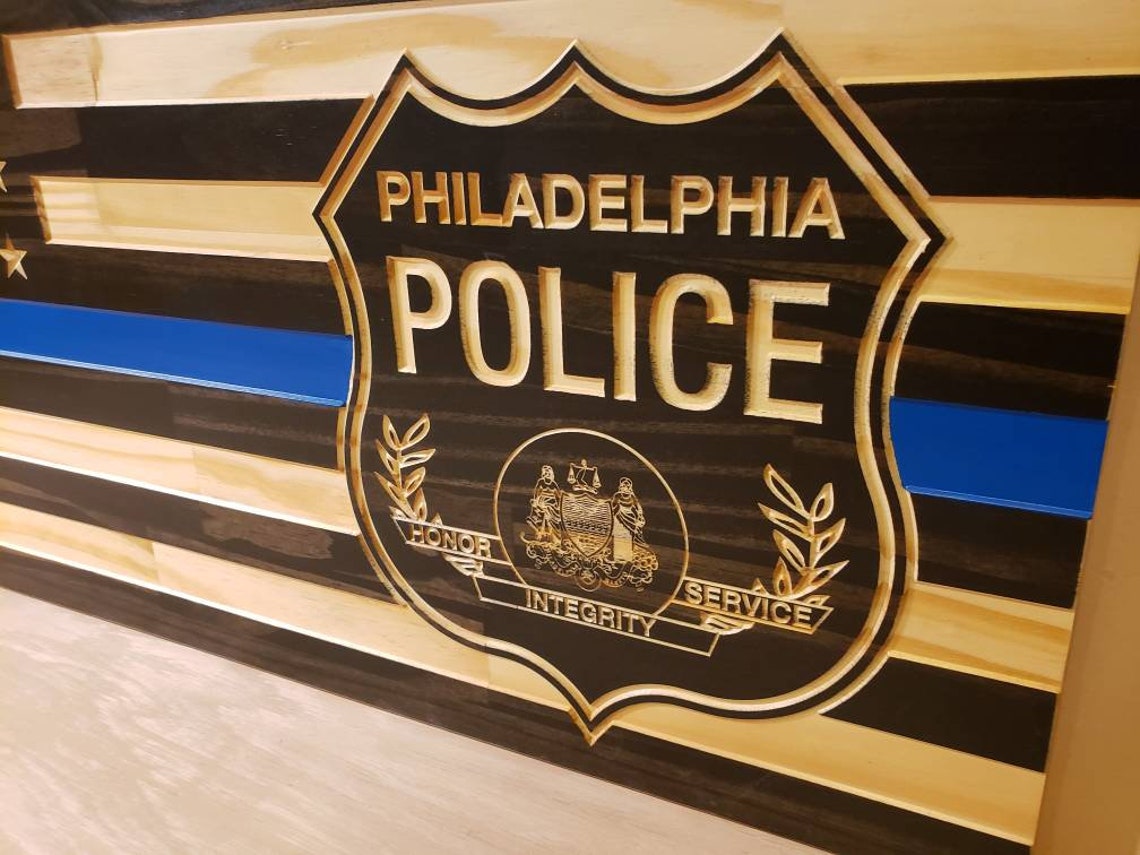 Philadelphia Police Thin Blue Line Subdued American Flag - Etsy