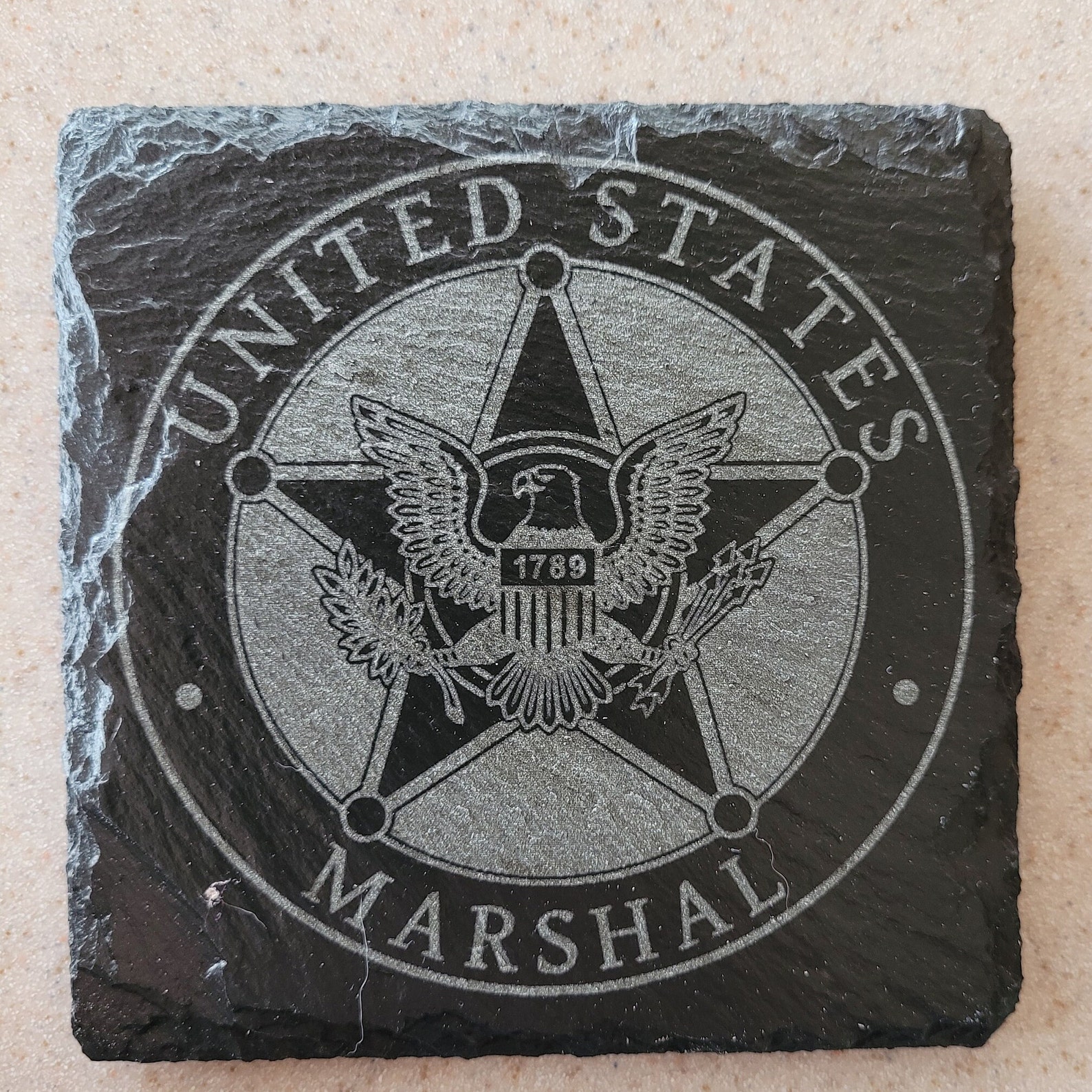 Custom Police Slate Coasters, Laser Engraved Thin Blue Line ...