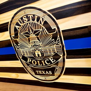 Austin Police Department Thin Blue Line American Flag in Subdued Black ...