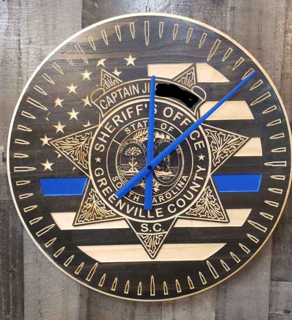 Police Department Thin Blue Line Flag Clock. Customized - Etsy