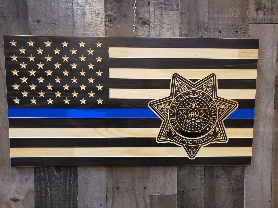 Tulsa Police Department Thin Blue Line Subdued American Flag - Etsy