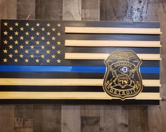Houston police department thin blue line Subdued American flag | Etsy