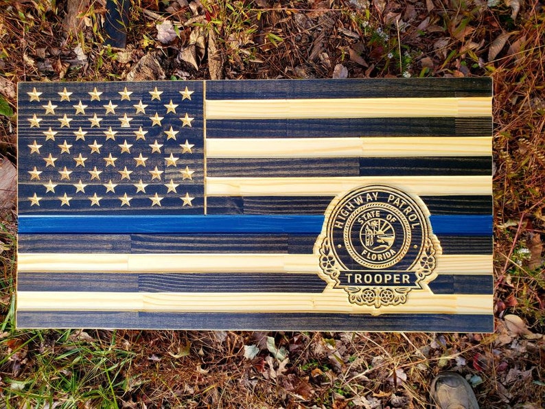 Subdued Florida state highway patrol thin blue line flag | Etsy