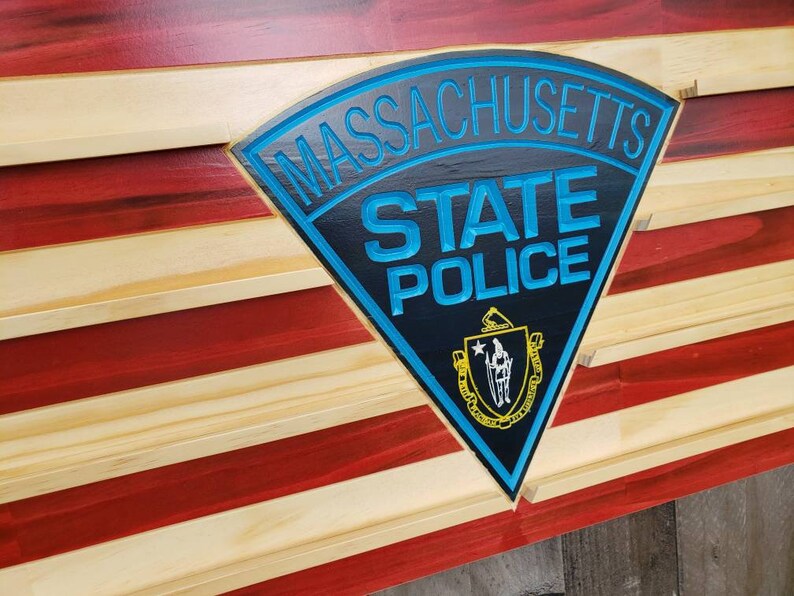 Massachusetts state police rustic American flag | Etsy