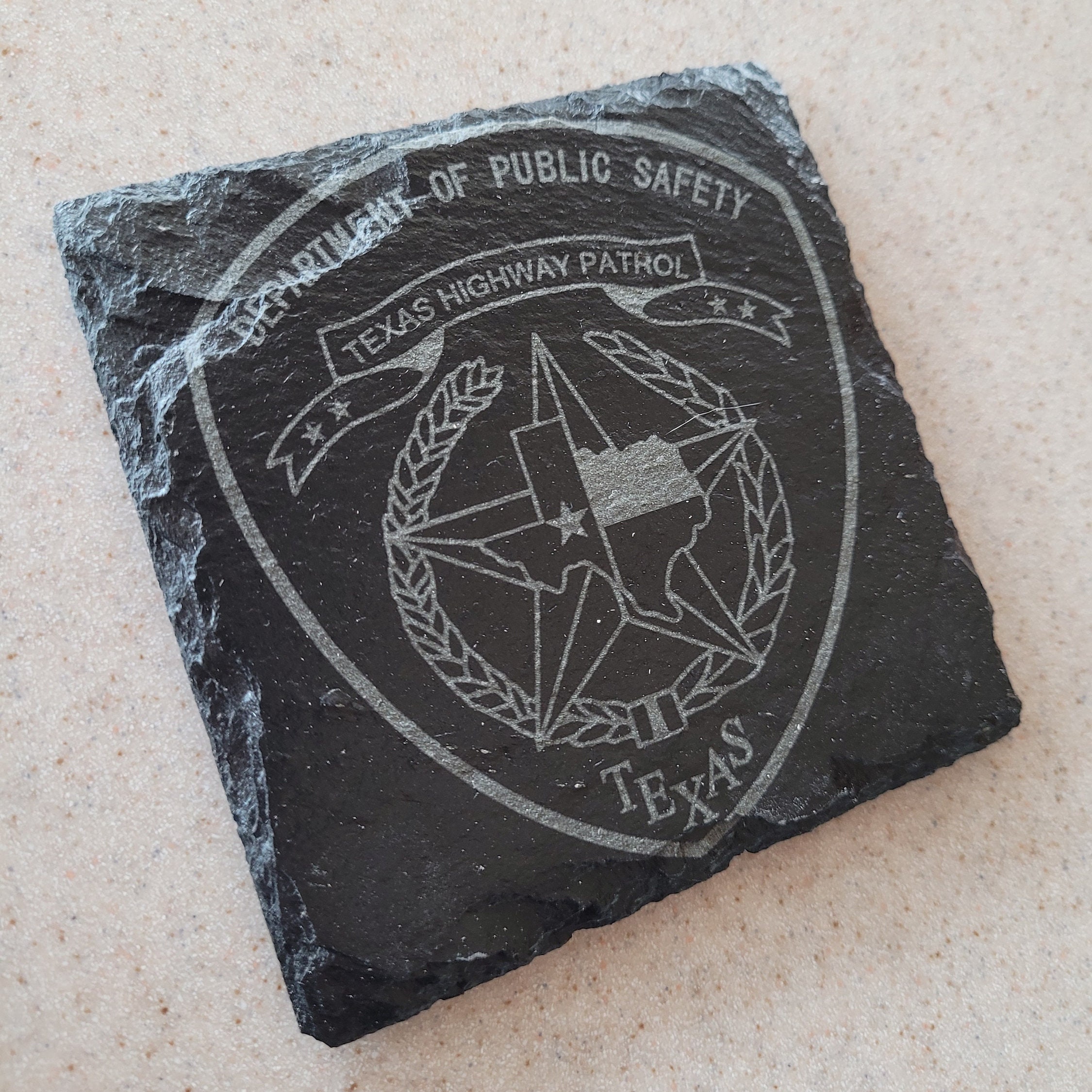 Custom Police Slate Coasters, Laser Engraved Thin Blue Line ...