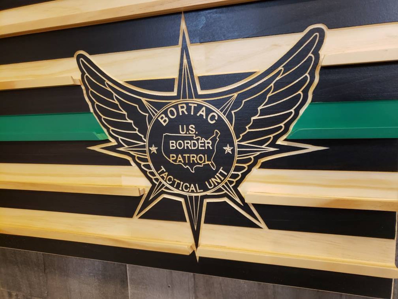 Bortac US Border Patrol Thin Green Line Subdued American Flag | Etsy